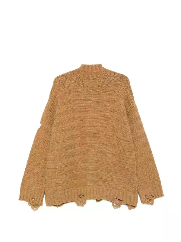 MAISON MARGIELA Distressed Ribbed-knit Cardigan
