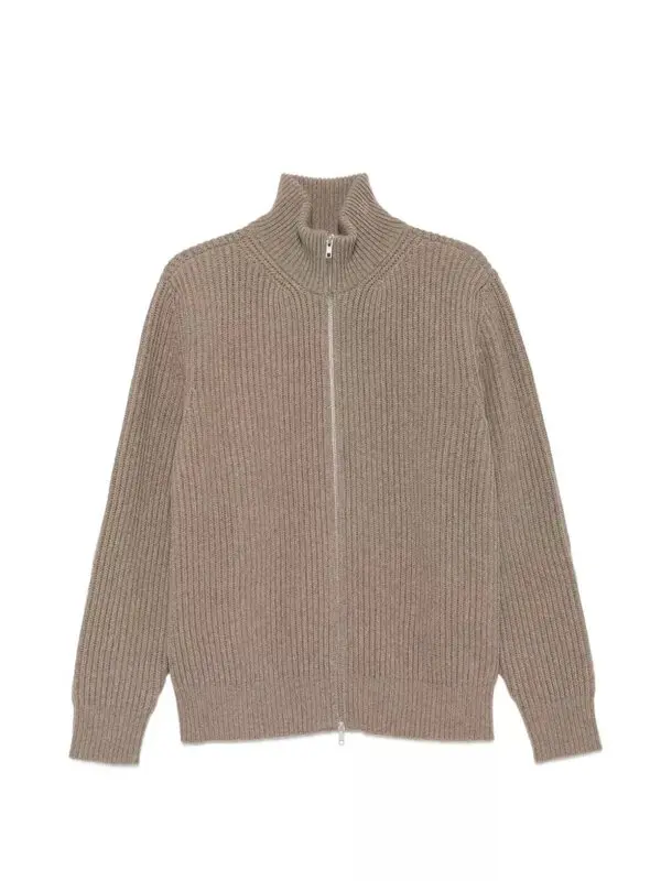 MAISON MARGIELA Ribbed Knit Zip-up Sweater - Grey