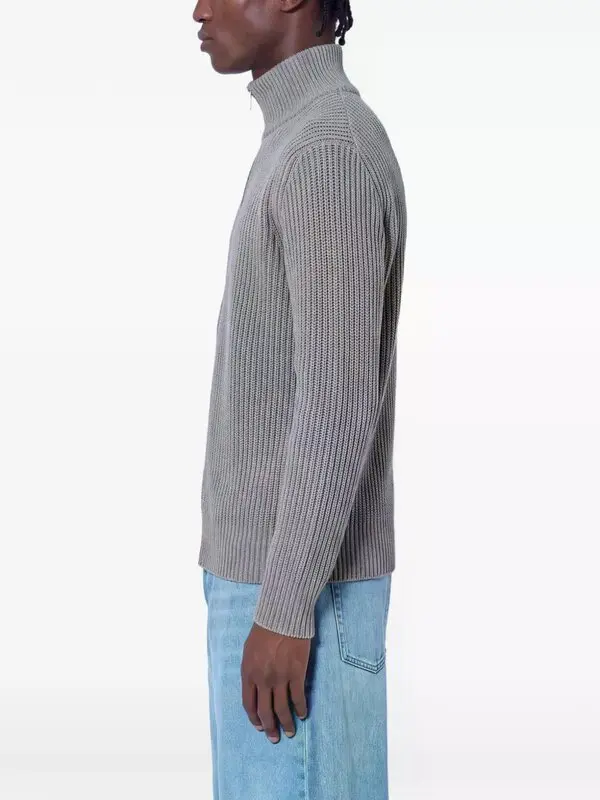 MAISON MARGIELA Ribbed Knit Zip-up Sweater - Grey