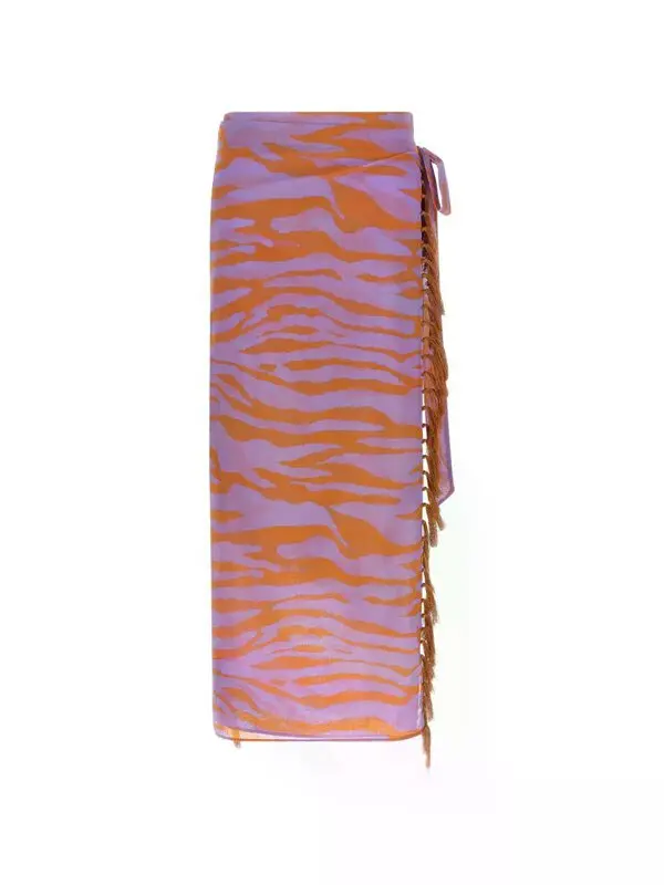 Attico Fringed Sarong Skirt - Purple
