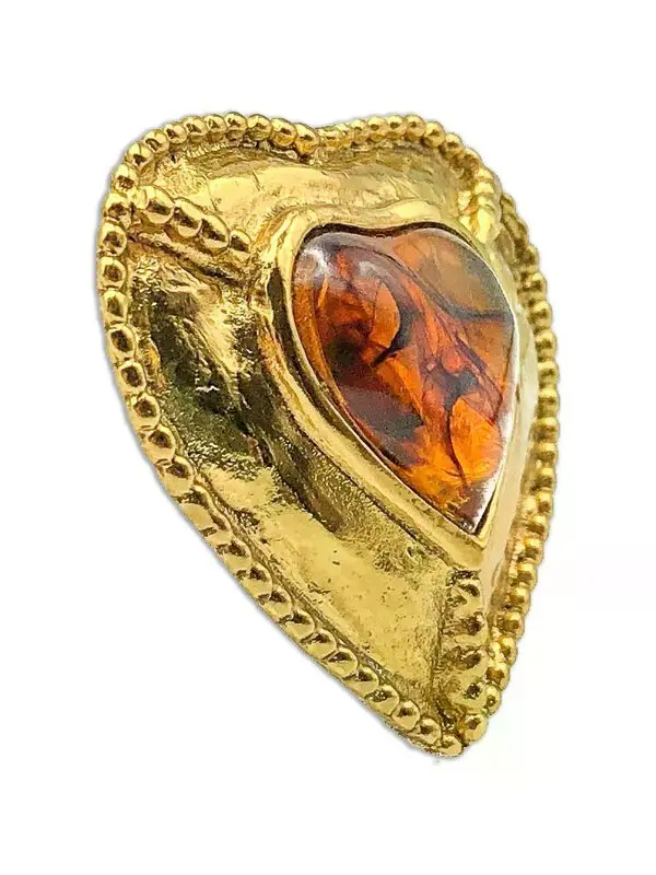 Saint Laurent Enamel Heart Brooch Pendant