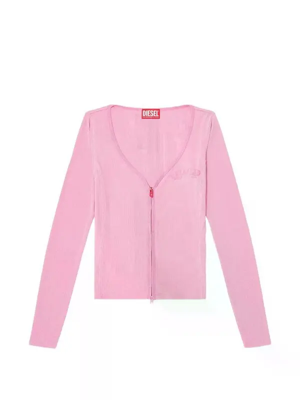 DIESEL® Ribbed-knit Zip-up Cardigan - Pink