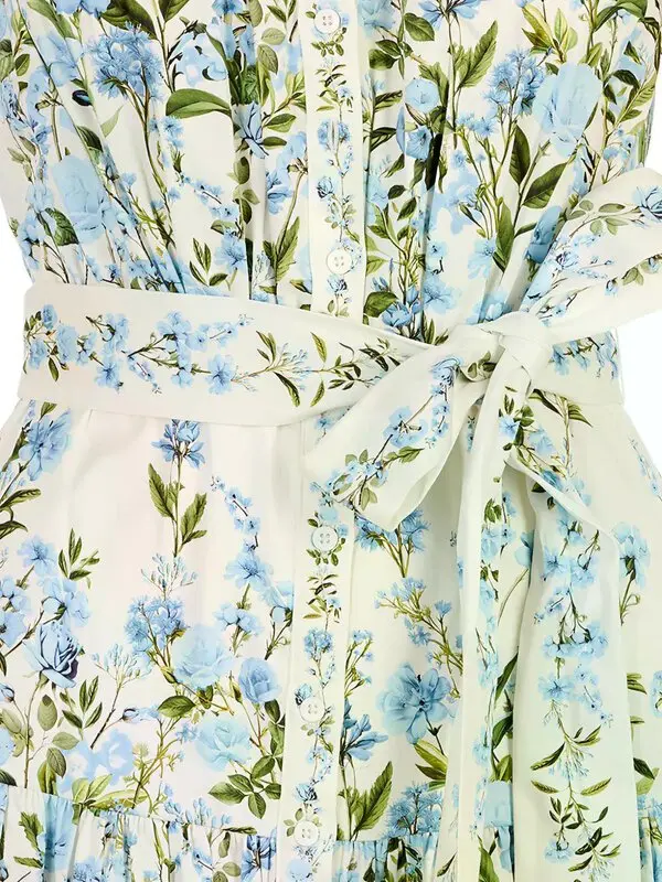 Alice + Olivia Floral Print Belted Tiered Dress - Neutrals