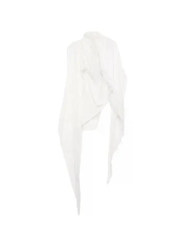YEHUAFAN Frayed Draped Cardigan - White