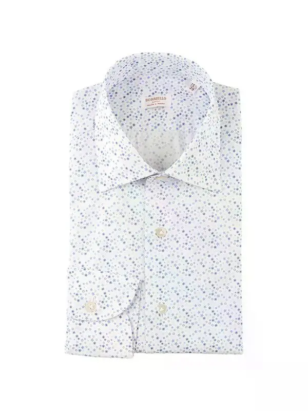 BORRIELLO NAPOLI Floral-print Spread-collar Shirt - White