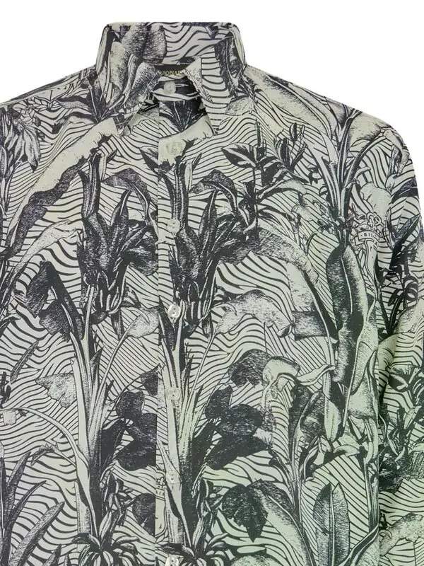 BILLIONAIRE Palm-print Silk Shirt - Grey