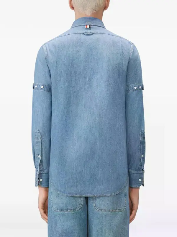 Thom Browne Denim Shirt With Armbands - Blue