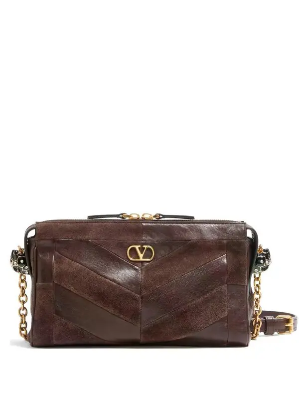 Valentino Garavani Panthea Small Shoulder Bag In Suede And Nappa Leather - Brown
