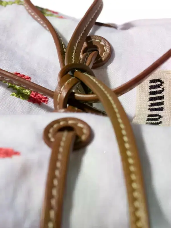Miu Miu Embroidered Linen Tote Bag