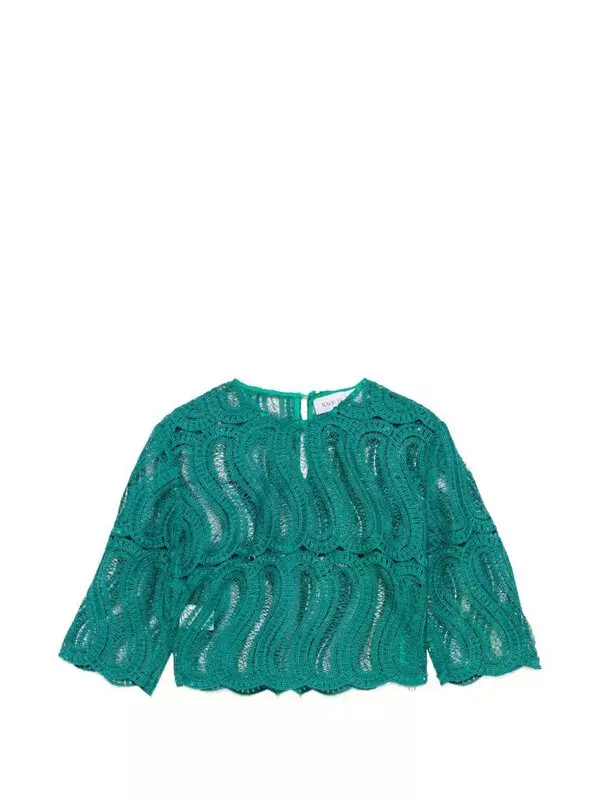 Raquel Diniz Emerald Lace-embroidered Cropped Top - Green