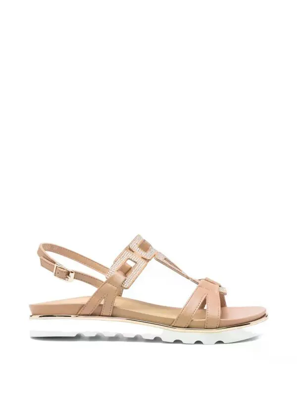 KEYS Crystal-embellished Leather Sandals
