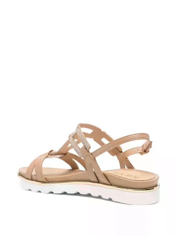 KEYS Crystal-embellished Leather Sandals
