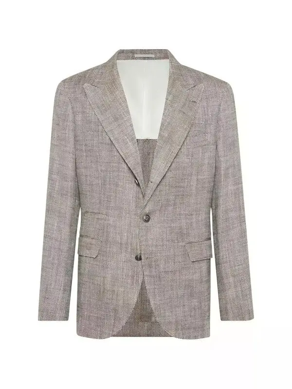 Brunello Cucinelli Herringbone-pattern Single-breasted Blazer
