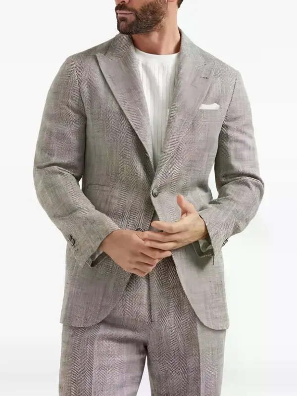 Brunello Cucinelli Herringbone-pattern Single-breasted Blazer