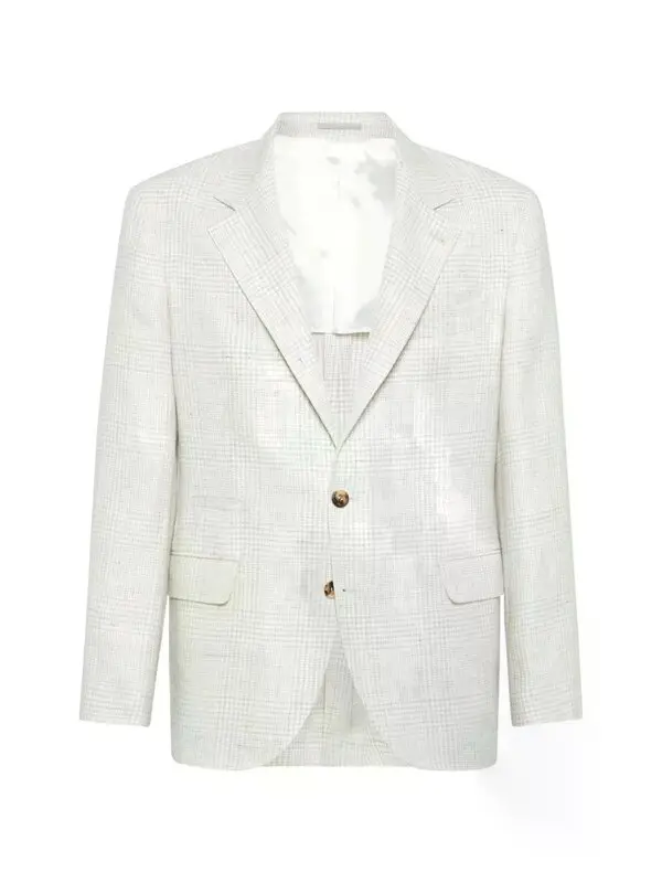 Brunello Cucinelli Check-pattern Notched-lapel Blazer - Neutrals