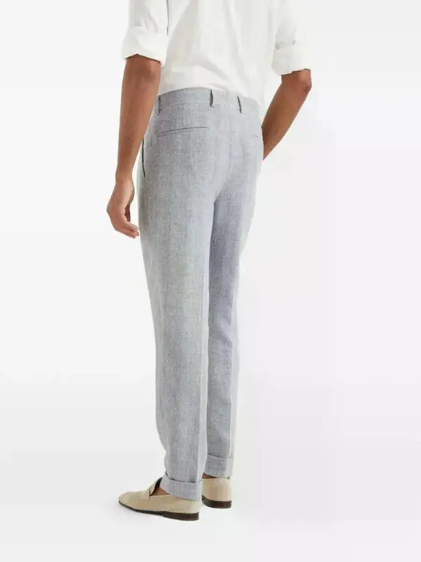 Brunello Cucinelli Herringbone Pleated Trousers