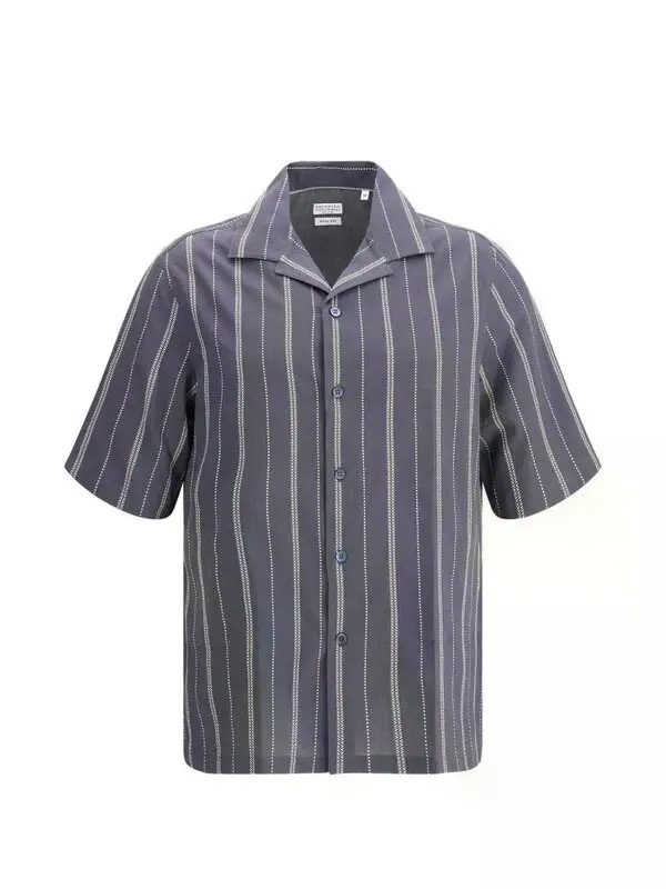 Brunello Cucinelli Striped Short-sleeve Shirt - Blue