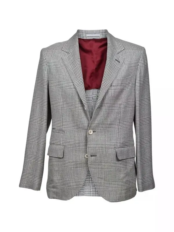 Brunello Cucinelli Prince Of Wales Check Tailored Blazer - Grey