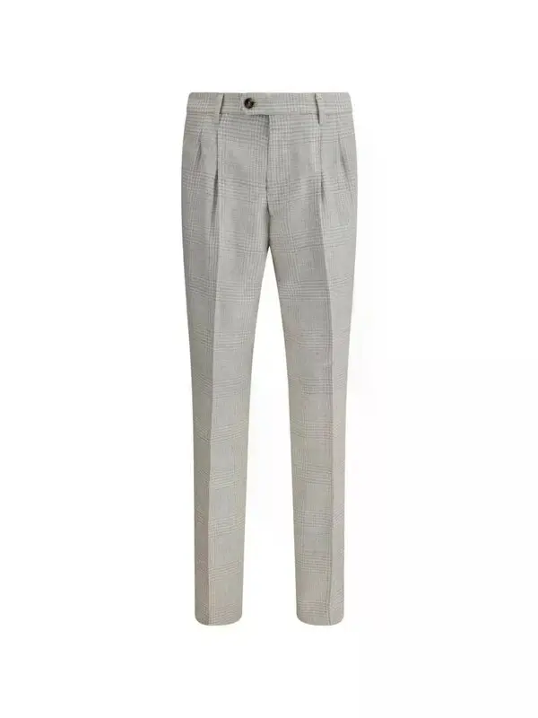 Brunello Cucinelli Check Pattern Tailored Trousers - Grey