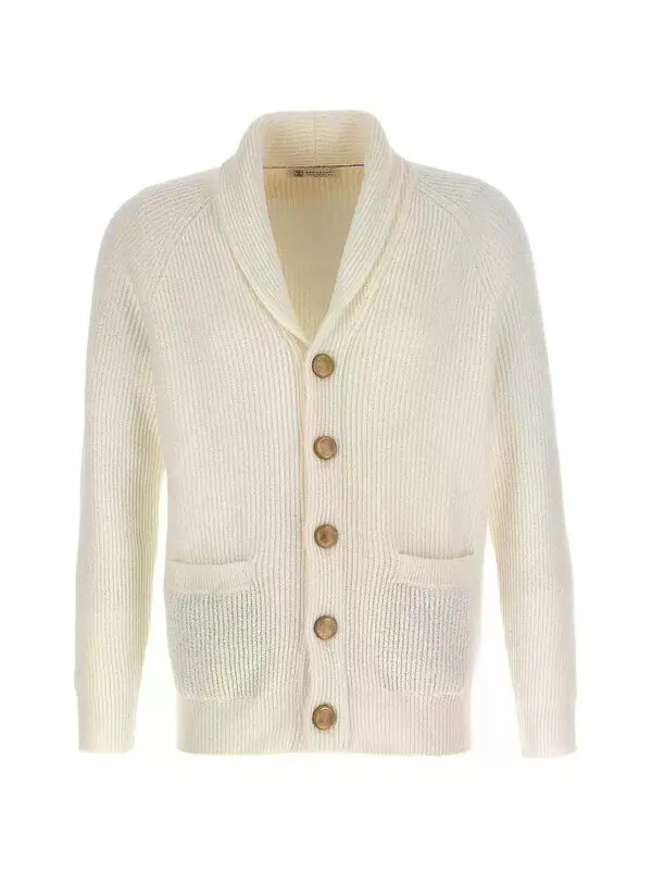 Brunello Cucinelli Ribbed Shawl Collar Cardigan - Neutrals
