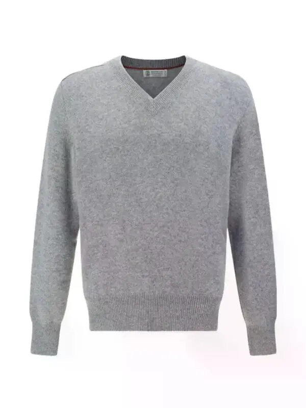 Brunello Cucinelli V-neck Cashmere Sweater - Grey