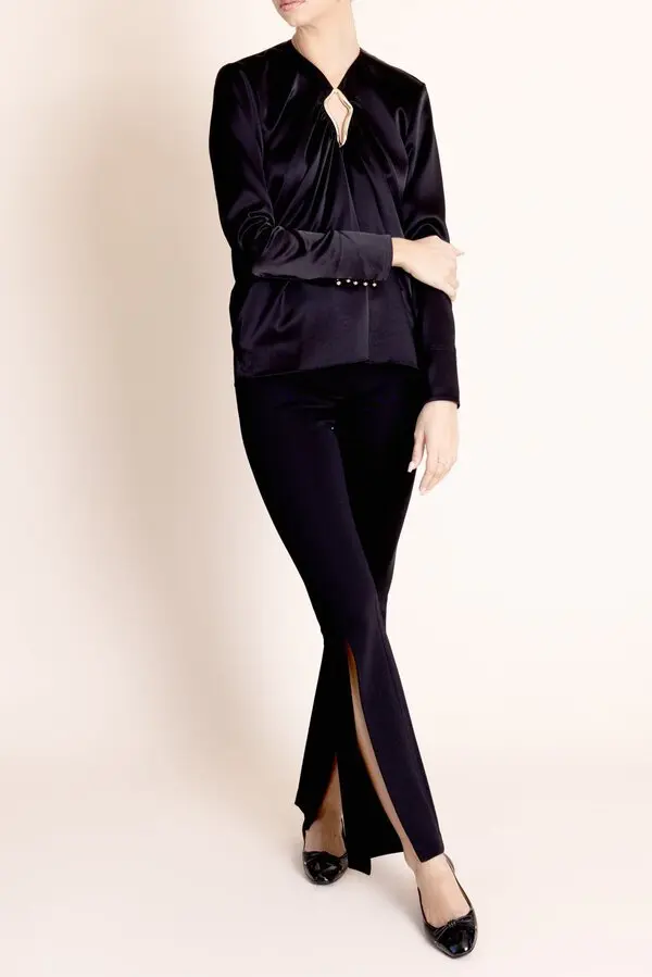 Givenchy High-waist Satin-finish Flared Trousers With Hidden Closure