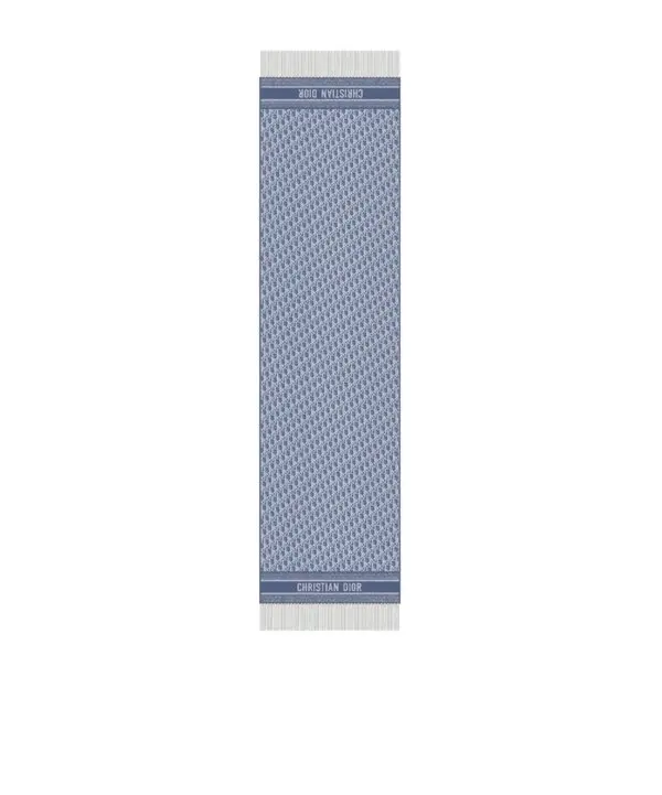 Dior Oblique Scarf - Off-white And Washed Blue