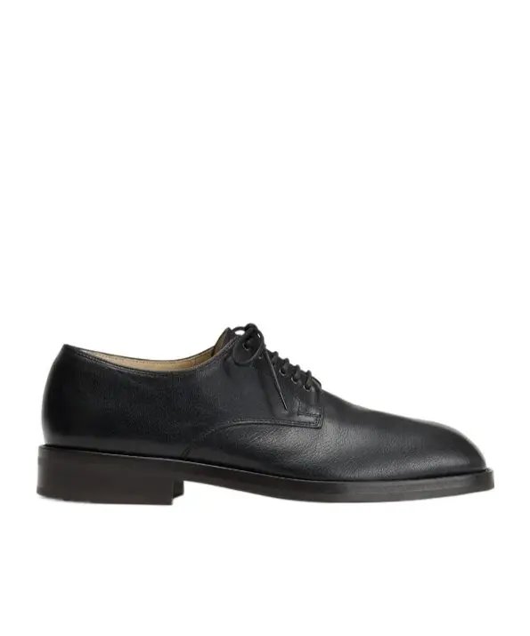 LEMAIRE Shiny Buffalo Leather Lace-up Shoes - Black