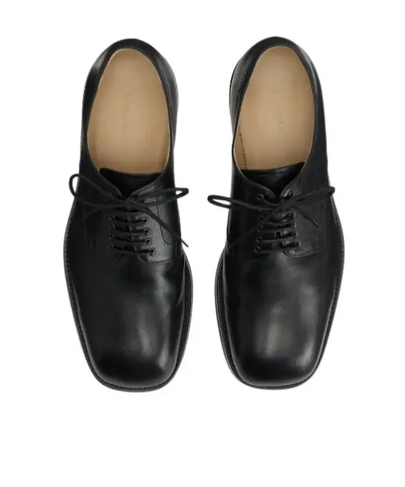 LEMAIRE Shiny Buffalo Leather Lace-up Shoes - Black