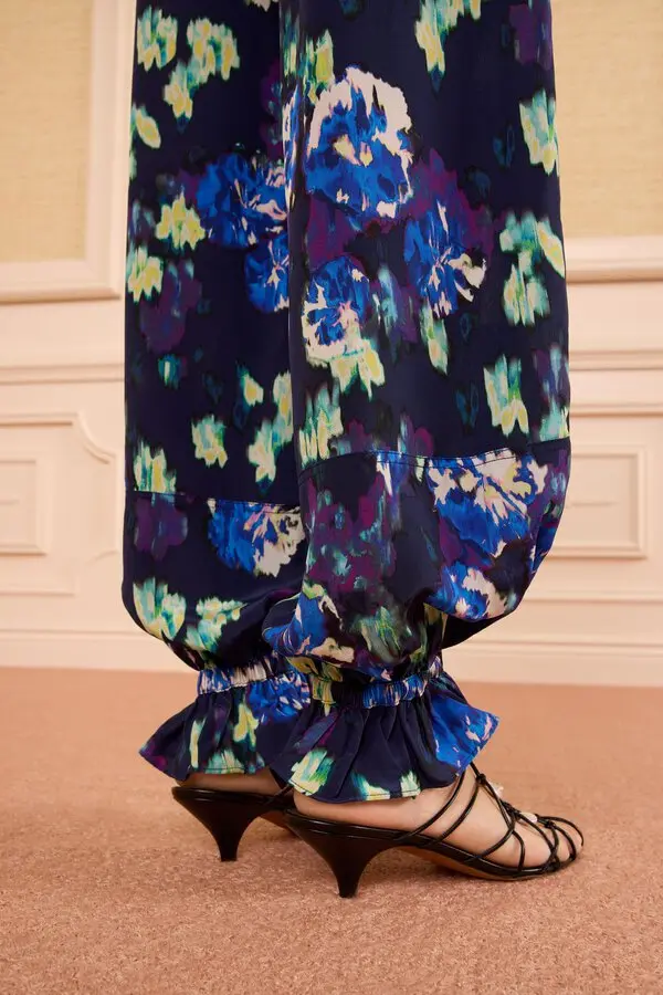 Ulla Johnson Octavia Silk Cinched Pants - Evening Bloom