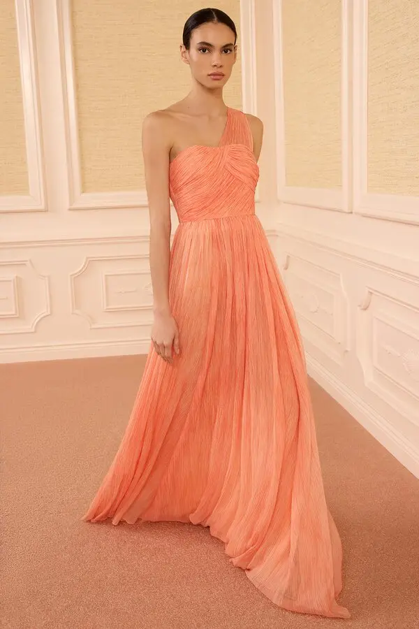 Ulla Johnson Aureline Silk One Shoulder Gown - Azalea