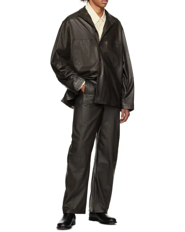 LEMAIRE Curved Leg Leather Trousers