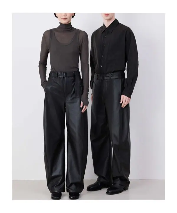 LEMAIRE Curved Leg Leather Trousers