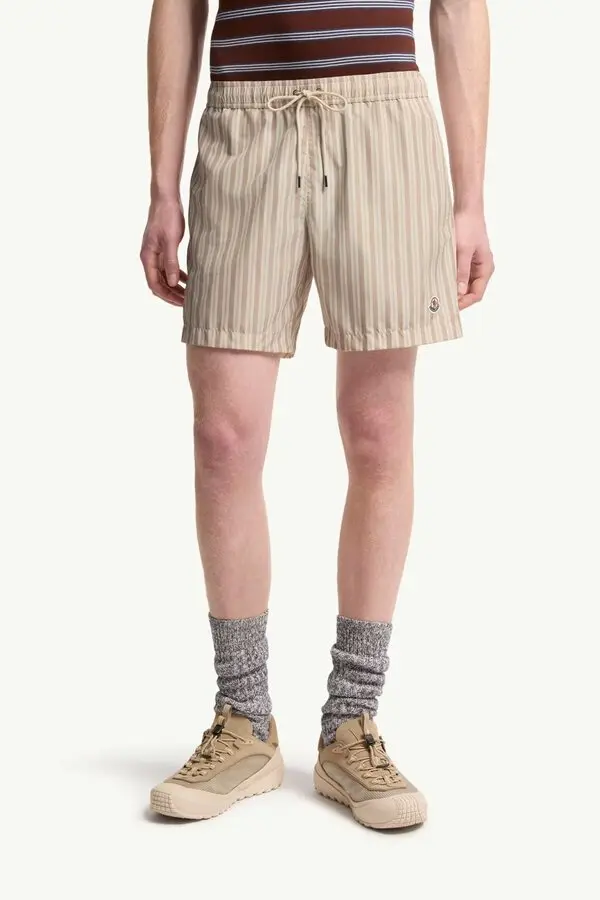 Moncler Striped Drawstring Swim Shorts