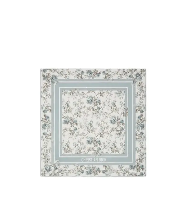 Dior Rosier De 90 Square Scarf - White And Sky Blue