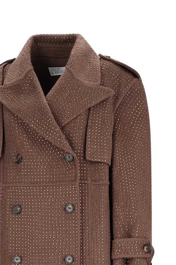 Giuseppe Di Morabito Double Breasted Belted Embellished Coat