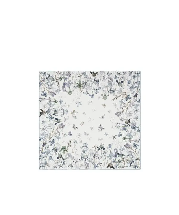 Dior Butterflies And Iris Printed Square Scarf - White