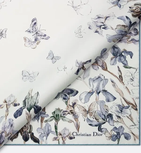 Dior Butterflies And Iris Printed Square Scarf