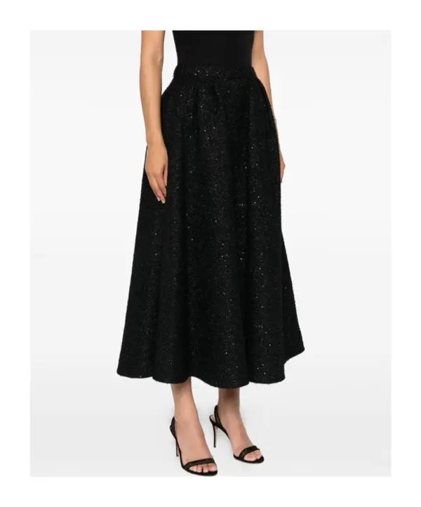 Alessandra Rich Sequin Embellished Pleated Midi Skirt
