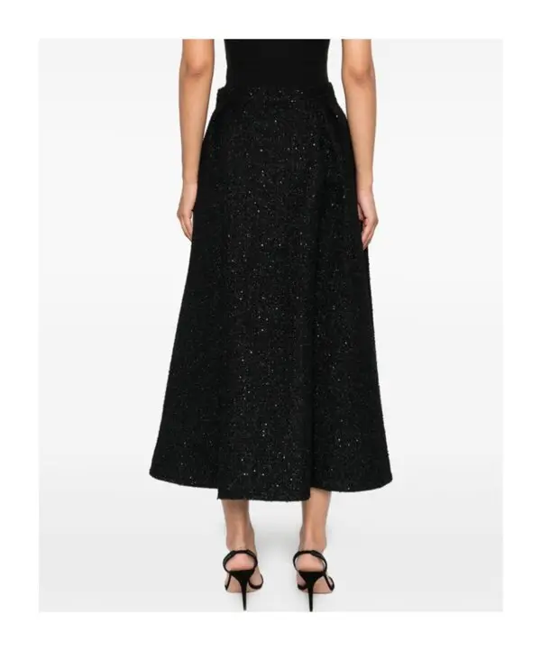 Alessandra Rich Sequin Embellished Pleated Midi Skirt