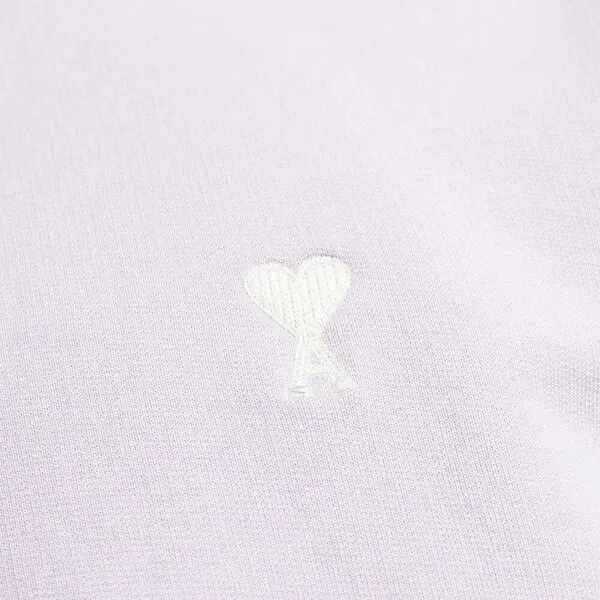 AMI Paris De Coeur Logo Embroidered Hoodie - White