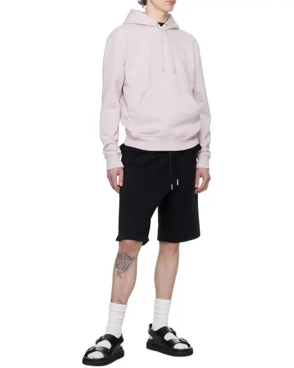 AMI Paris De Coeur Logo Embroidered Hoodie - White
