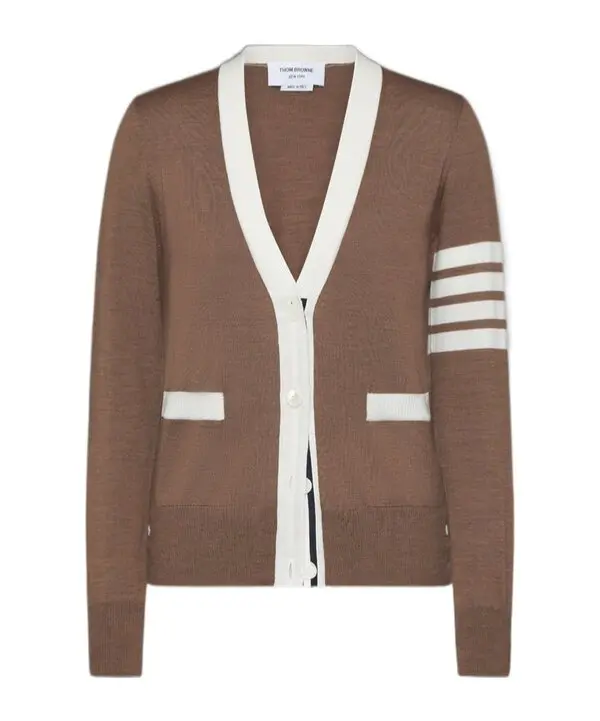 Thom Browne 4-bar Striped V-neck Cardigan