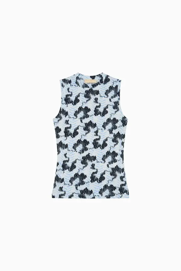 Ulla Johnson Ines Jersey Top With Graphic Print - Ciel