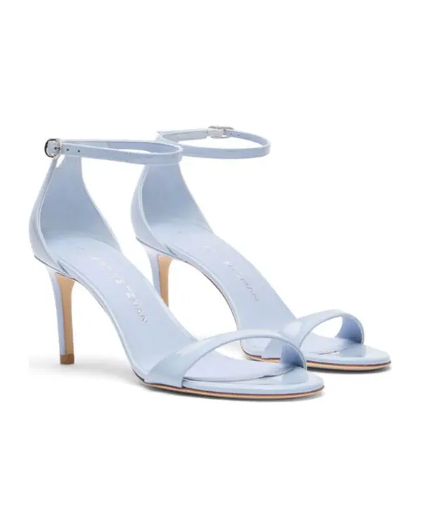 STUART WEITZMAN Round Toe Stiletto Sandals With Ankle Strap
