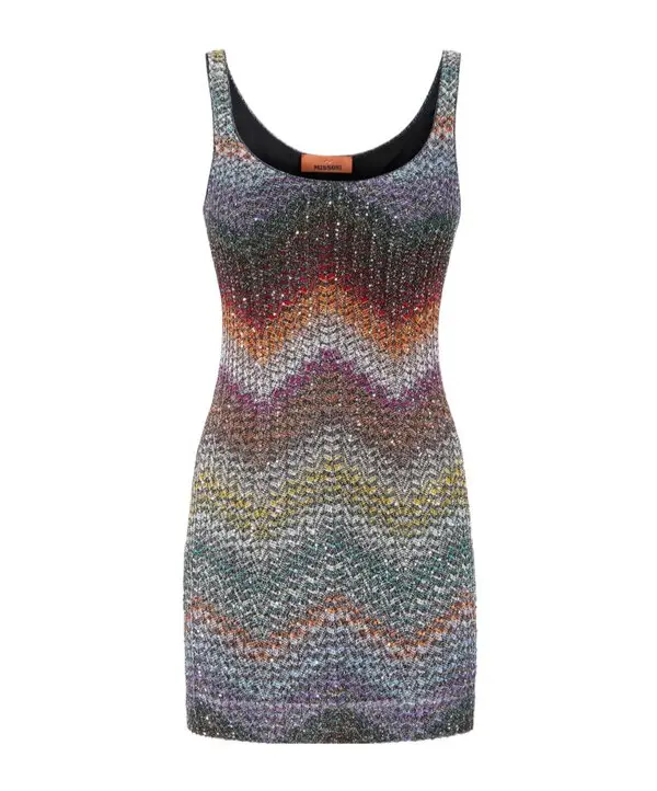 Missoni Zigzag Knit Sequin Mini Dress