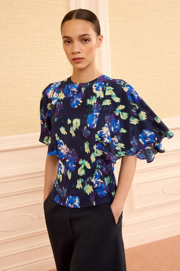 Ulla Johnson Ada Silk Blouse In Floral Print - Evening Bloom