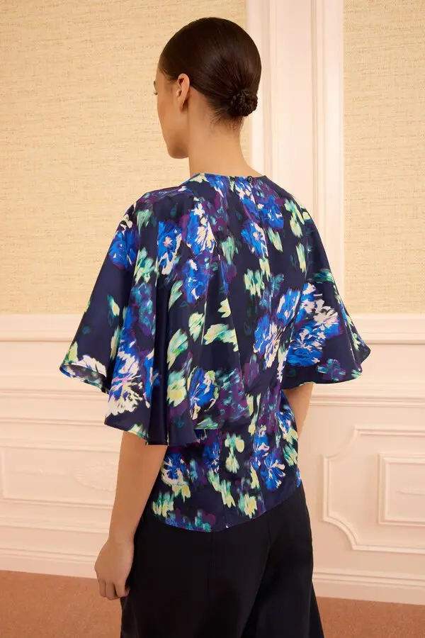 Ulla Johnson Ada Silk Blouse In Floral Print - Evening Bloom