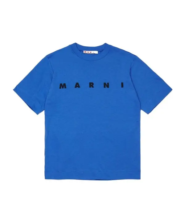 Marni Logo-print Cotton T-shirt - Blue