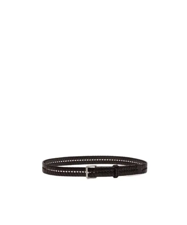 LEMAIRE Braided Belt With Silver Buckle - Dark Brown